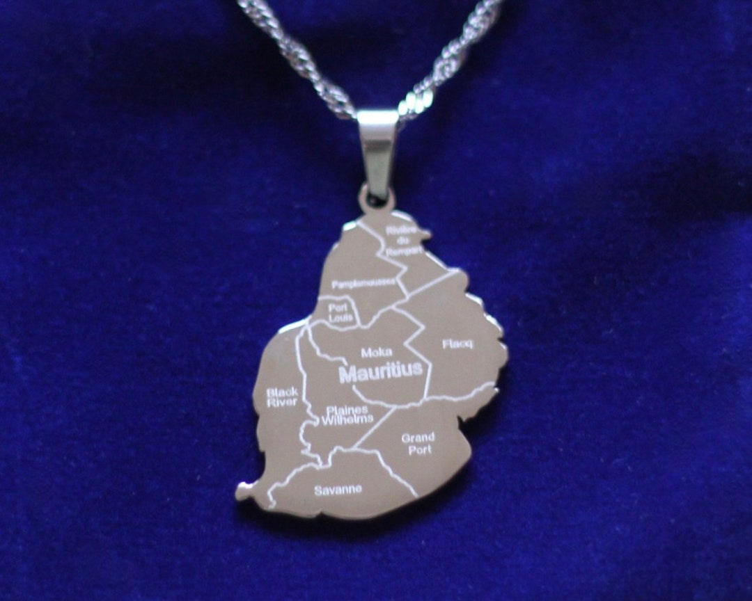 Mauritius Map Stainless Steel Pendant Necklace With Gift Pouch - Etsy