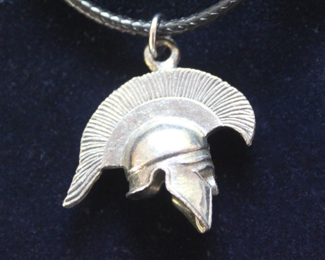 Trojan Helmet Pewter Pendant Cord Necklace With Gift Pouch - Etsy