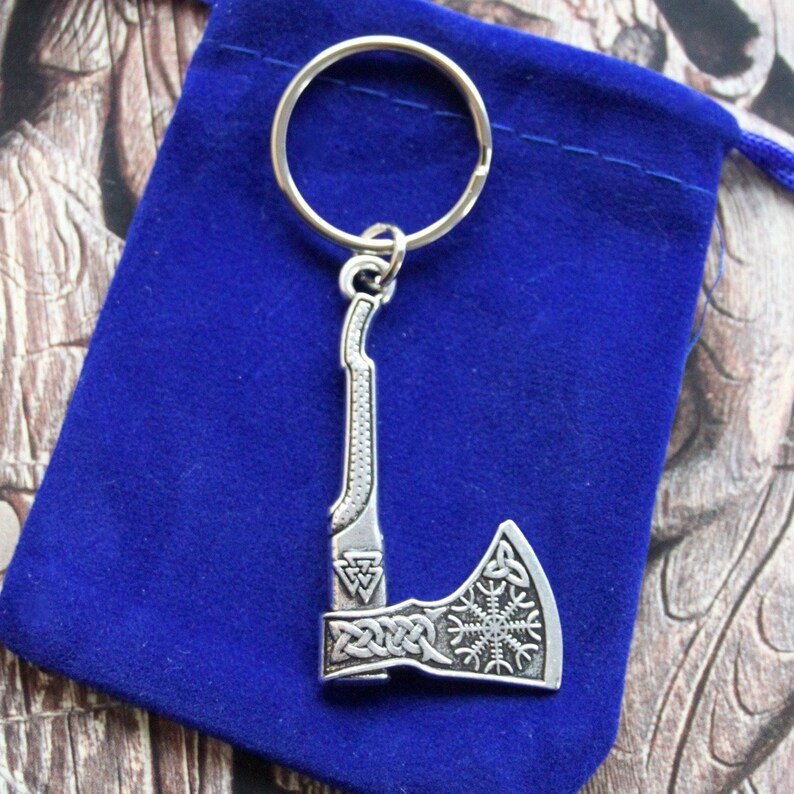 Double-sided Viking Axe Keyring With Gift Pouch - Etsy