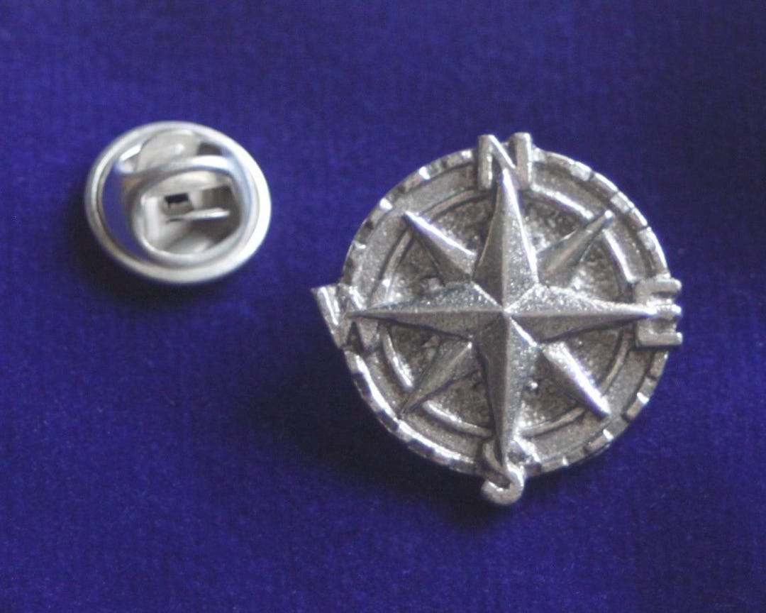 Compass Pewter Lapel Pin Badge With Gift Pouch - Etsy