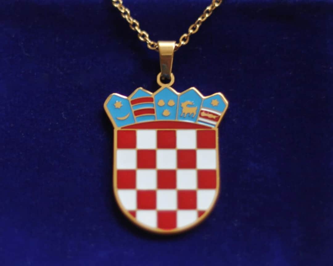 Croatia Flag Coat of Arms Pendant Necklace With Gift Pouch - Etsy