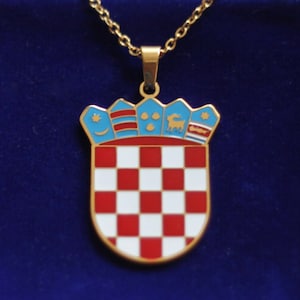 Croatia Flag Coat of Arms Pendant Necklace With Gift Pouch - Etsy