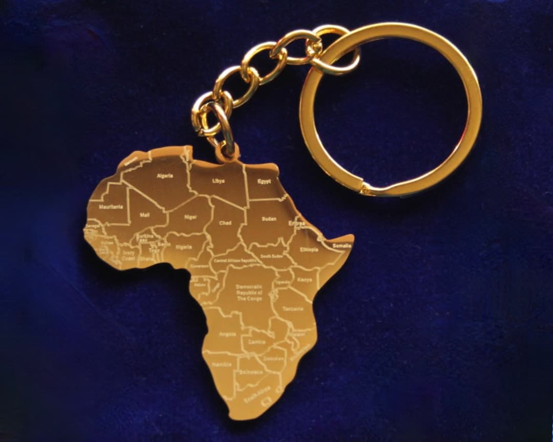 Africa Map Metal Keyring With Gift Pouch - Etsy