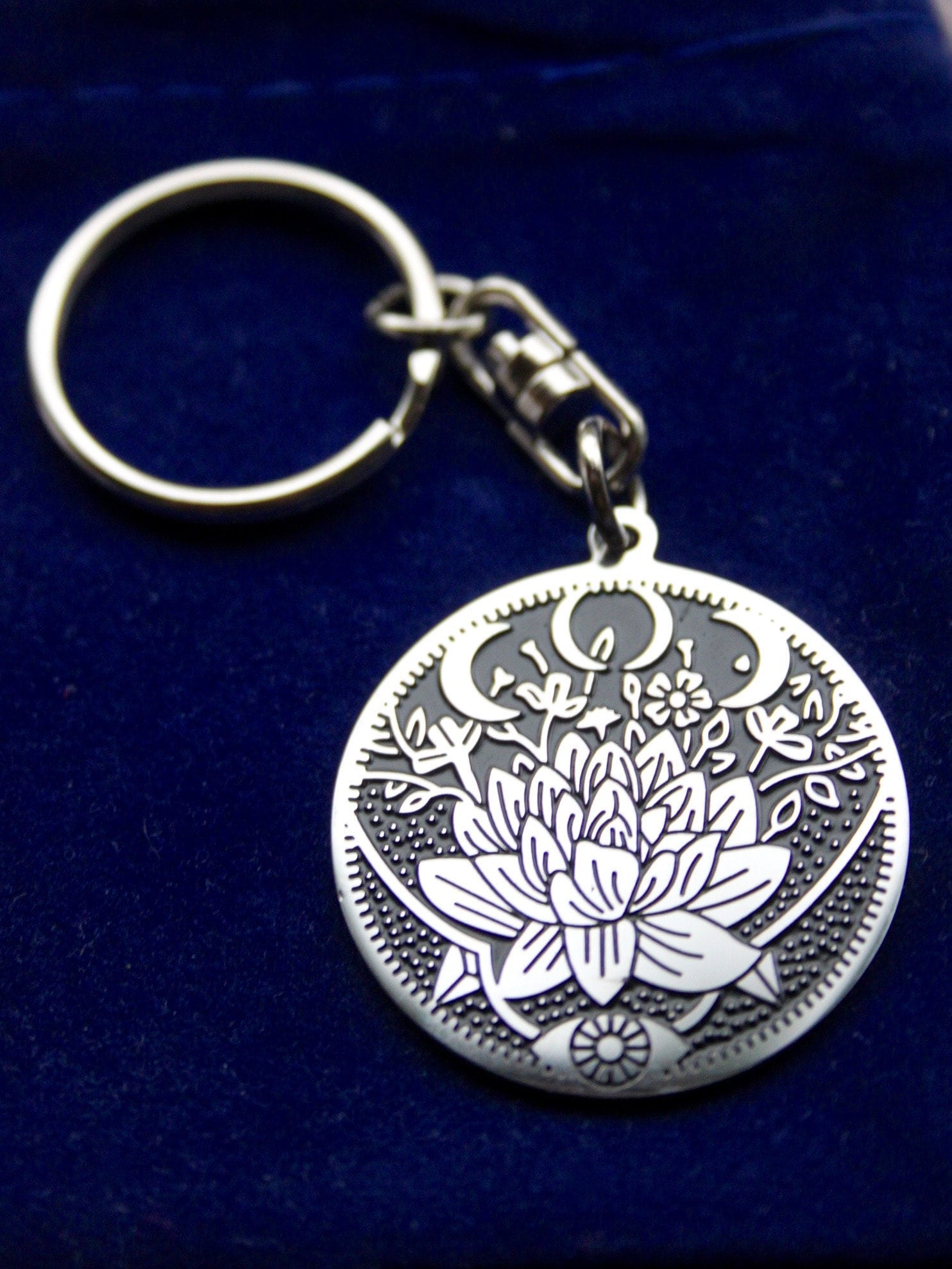 Stainless Steel Lotus Flower Keyring With Gift Pouch - Etsy