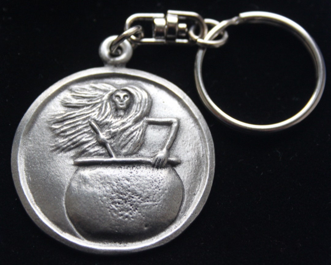 Baba Yaga Pewter Keyring With Gift Pouch - Etsy
