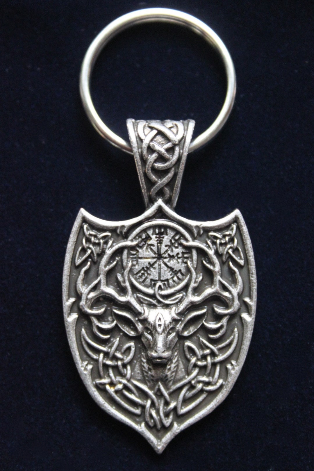Viking Stag Vegvisir Rune Keyring With Gift Pouch - Etsy