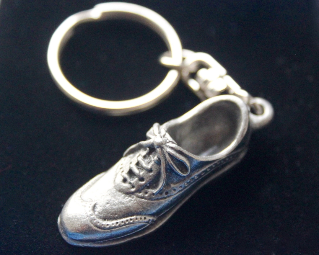 Golf Shoe Keyring | Golf Present Idea | Silver Pewter and Stainless ...
