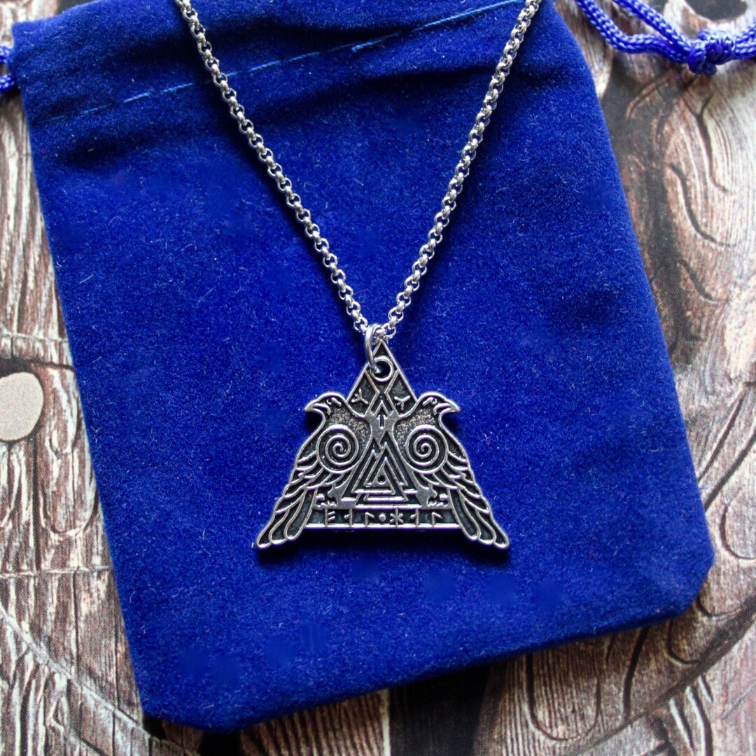 Doble cara Hugin & Munin Odin's Ravens Norse Viking Valknut Crow ...
