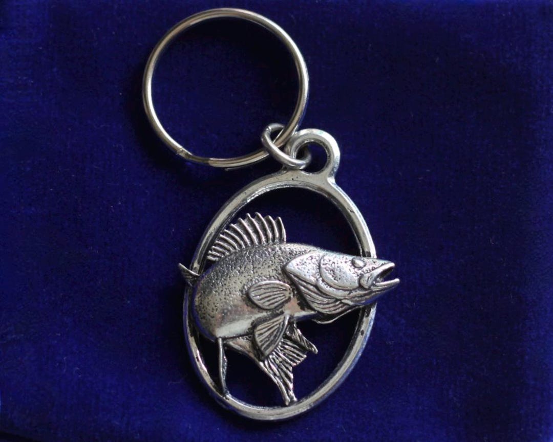Walleye Fish Keyring | Fishing Present Idea | Silver Pewter and ...