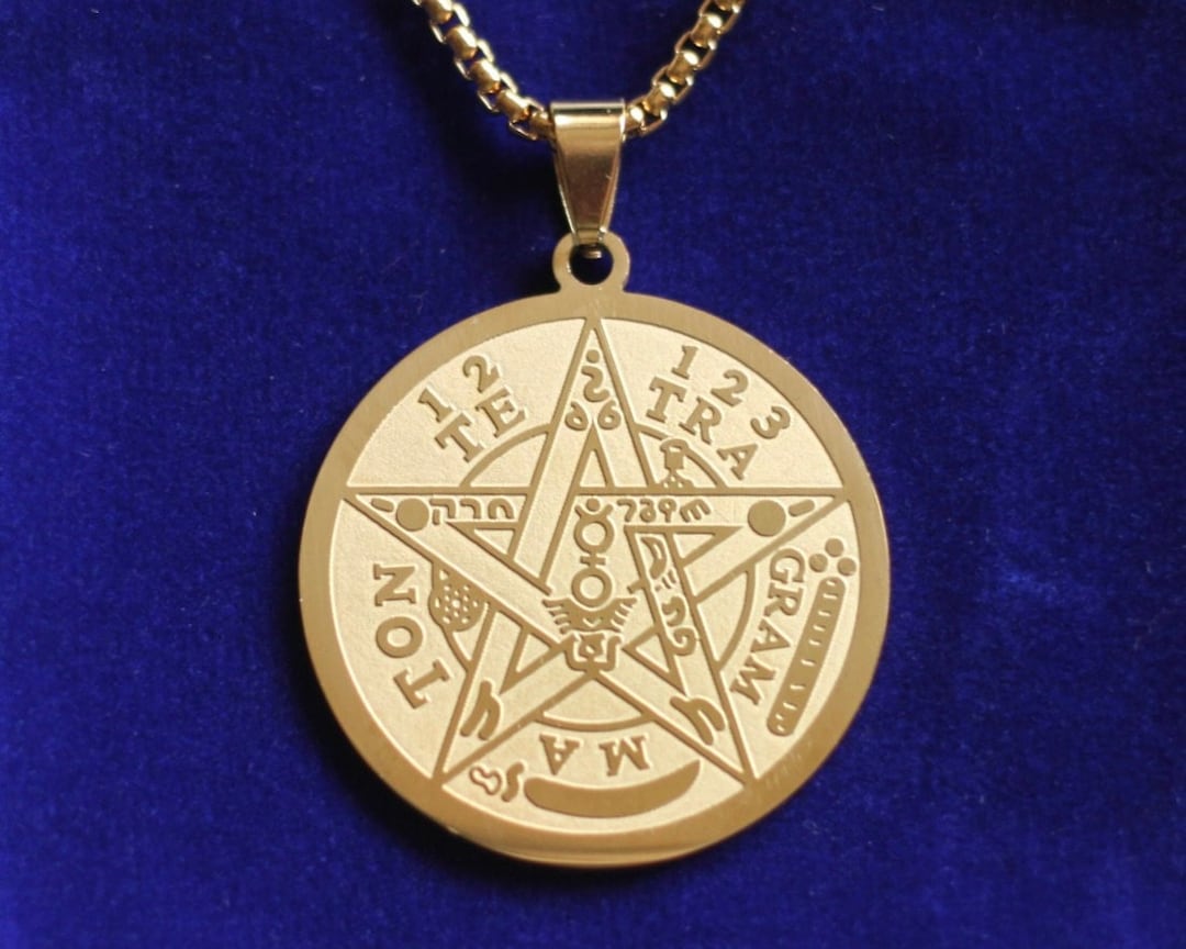 Gold Coloured Tetragram Tetragrammaton Pendant Necklace With Gift Pouch ...