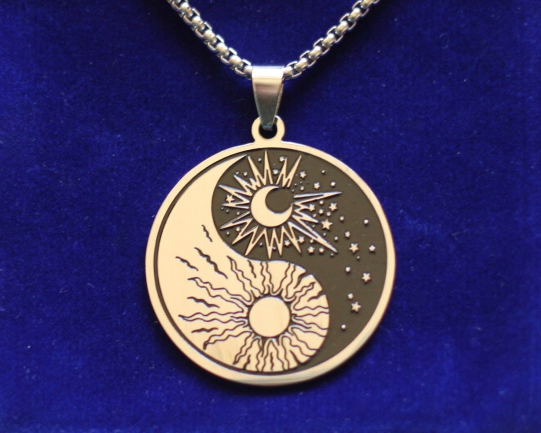 Sun and Moon Yin Yang Pendant Necklace With Gift Pouch - Etsy