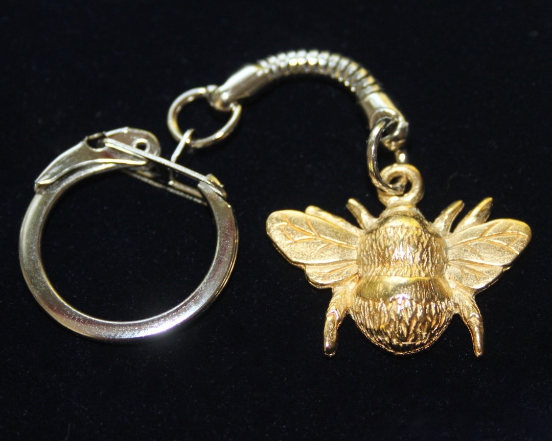 Bumblebee Keyring | Bee Present Idea | Gold Plated Pewter and Stainless ...