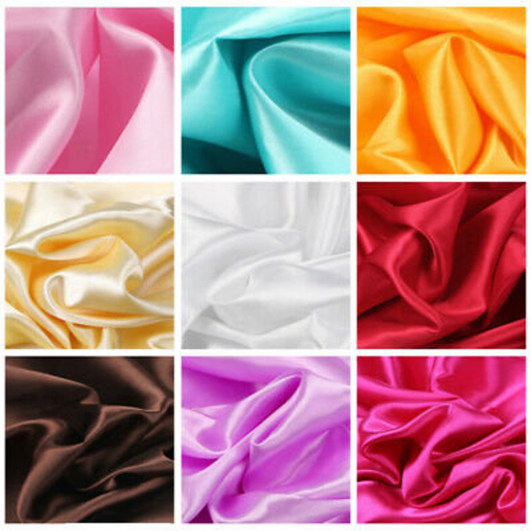 Plain Solid Faux Silk Satin Fabric, Silk Fabric Craft Cloth Dress ...