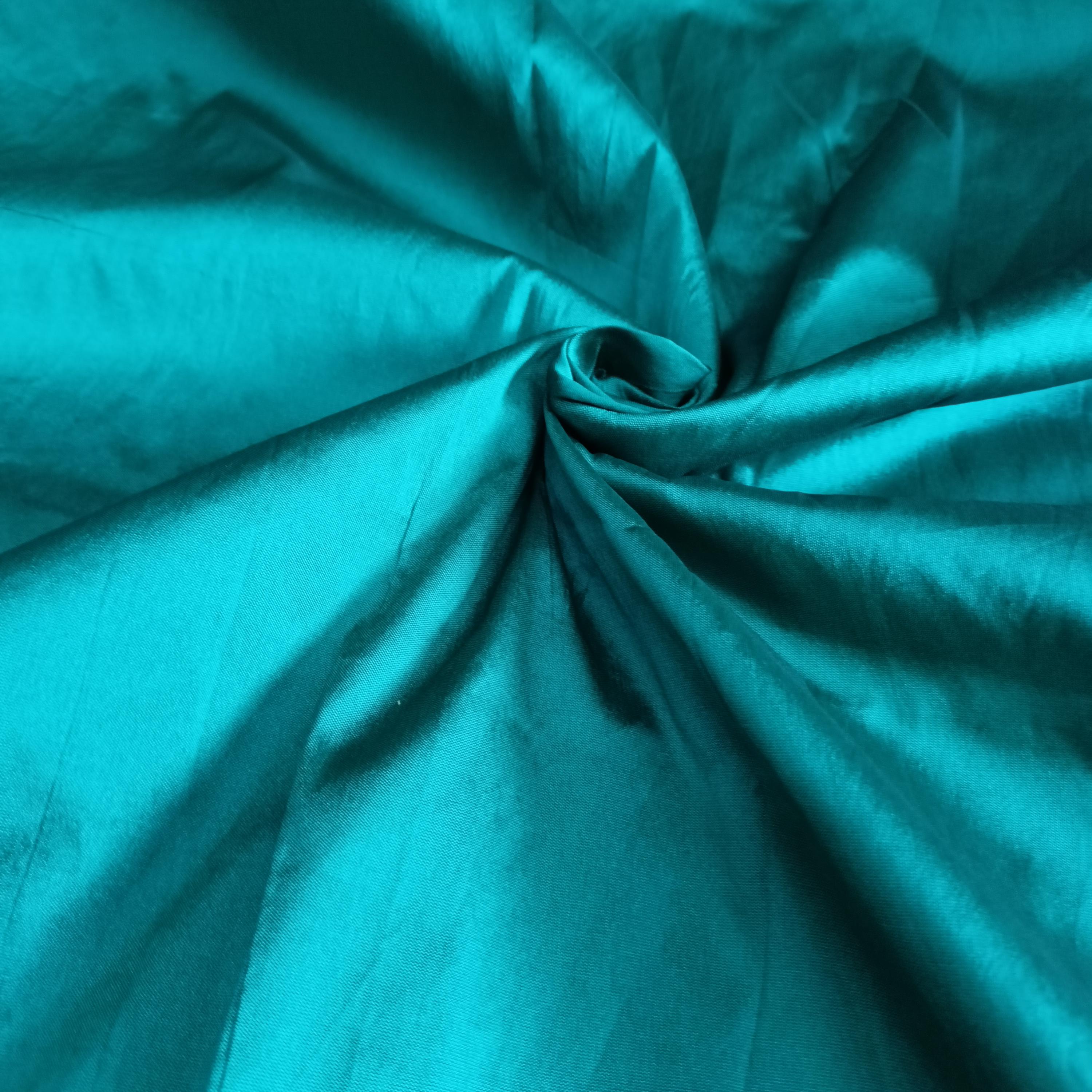 Silk Taffeta Fabric, Indian Rich Green Teal Taffeta Fabric, Peacock ...