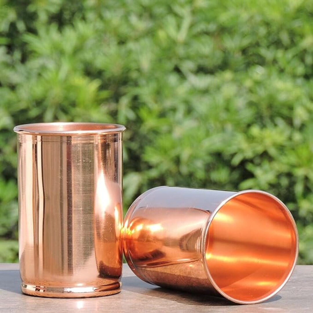 100% Pure Copper Cup 250ml Tumbler Glass Mug Holistic Health Yoga ...