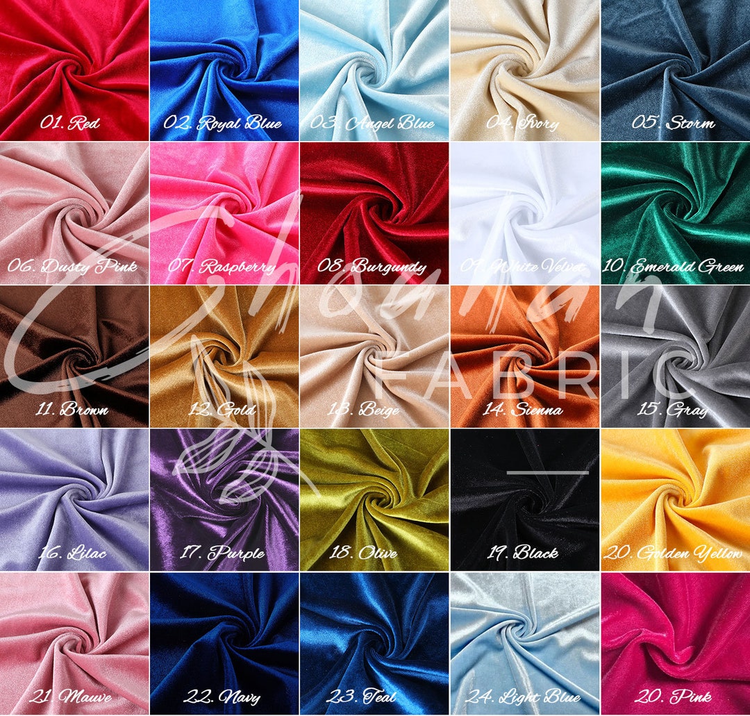 Stretchy 25 Colors Velvet Fabric, Stretchy Velvet Fabric by the Yard ...