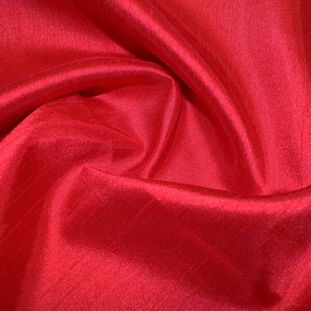 Red Color Handloom Dupioni Silk Fabric Raw Silk Curation Dupioni, Gown ...