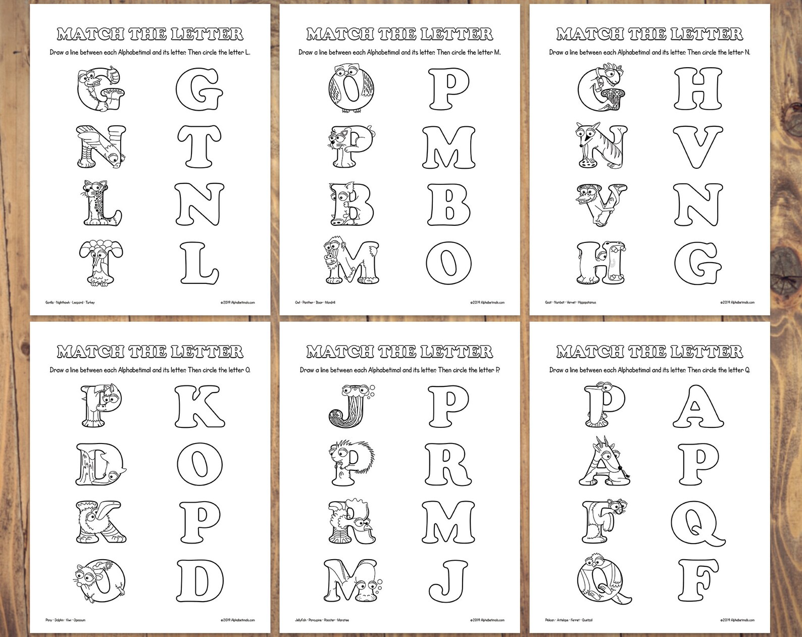Alphabetimals™ Letter Shape Matching – 26 Printable Animal ABC ...