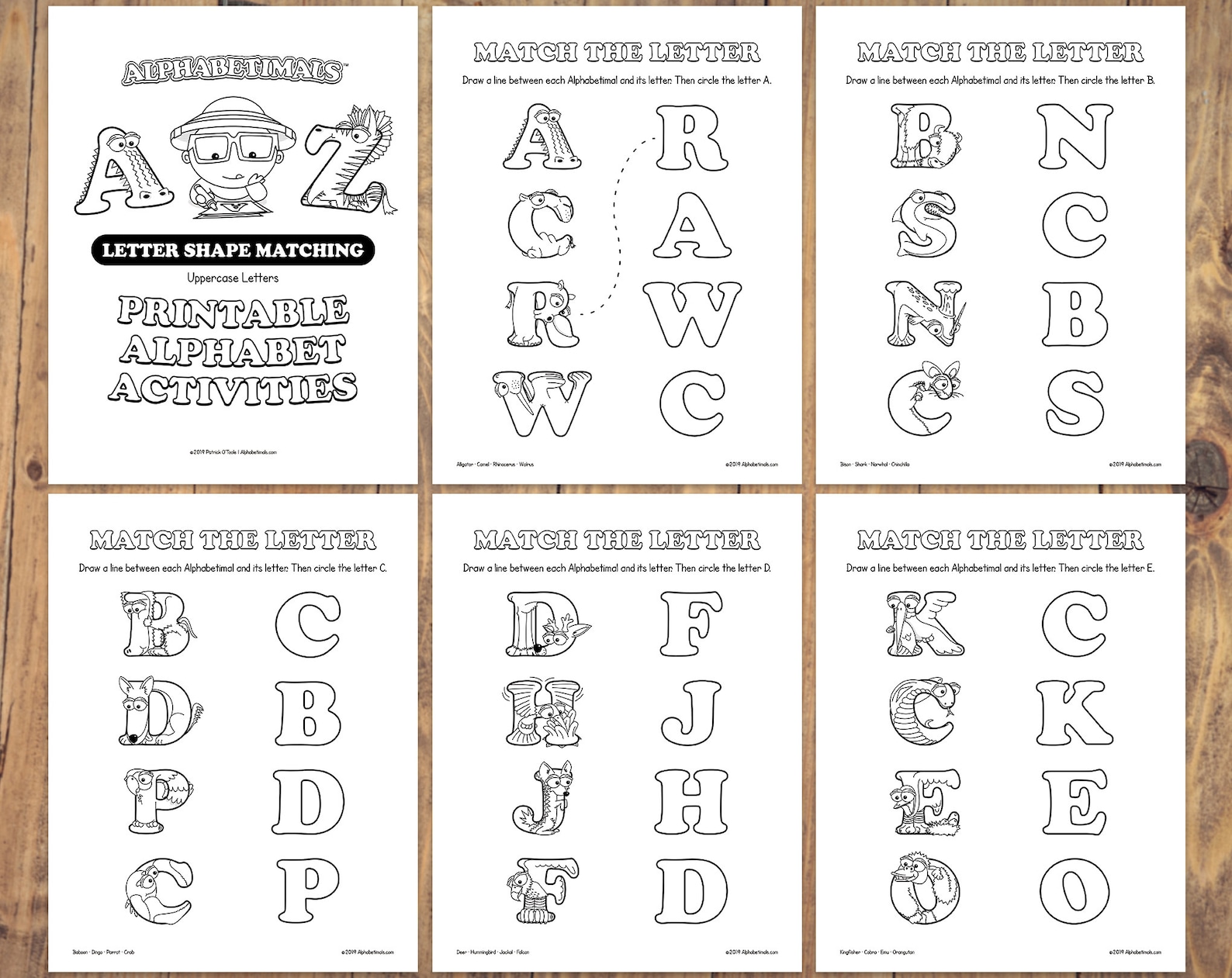 Alphabetimals™ Letter Shape Matching – 26 Printable Animal ABC ...