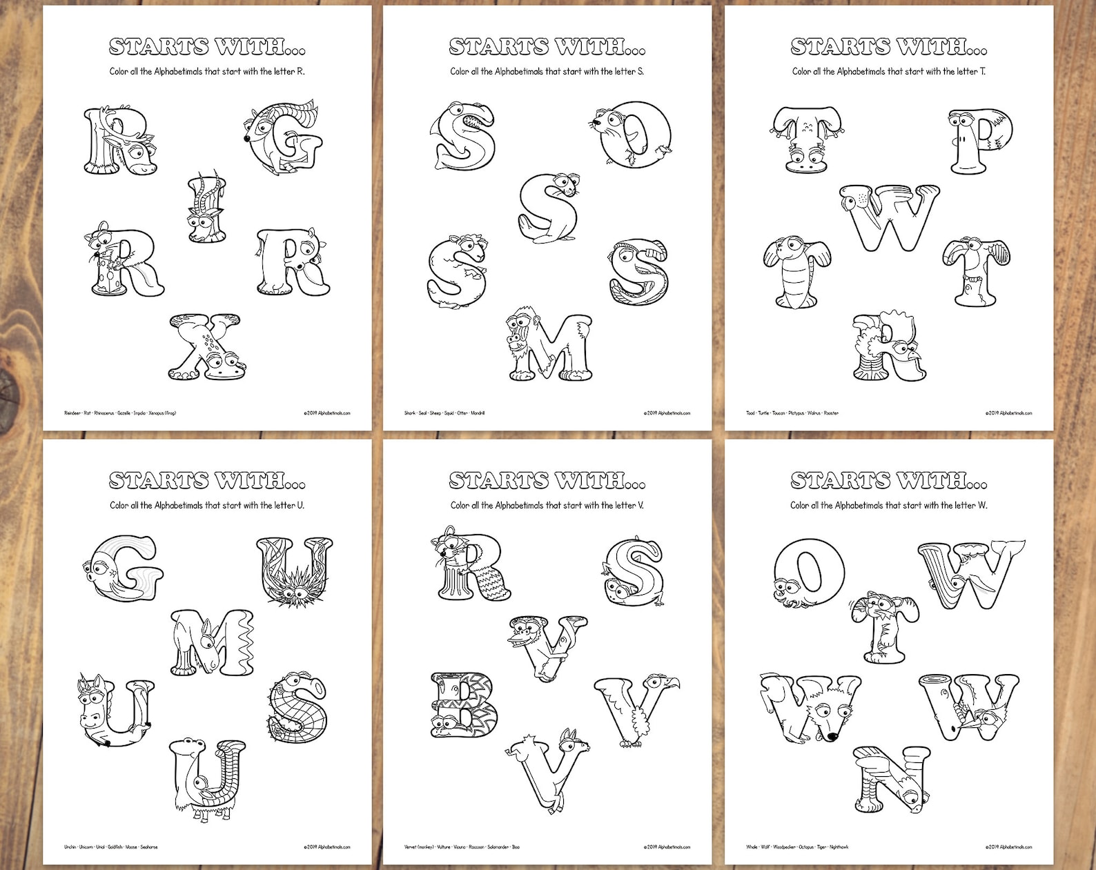 Alphabetimals™ Starting Letter Sounds – 26 Printable Animal ABC ...