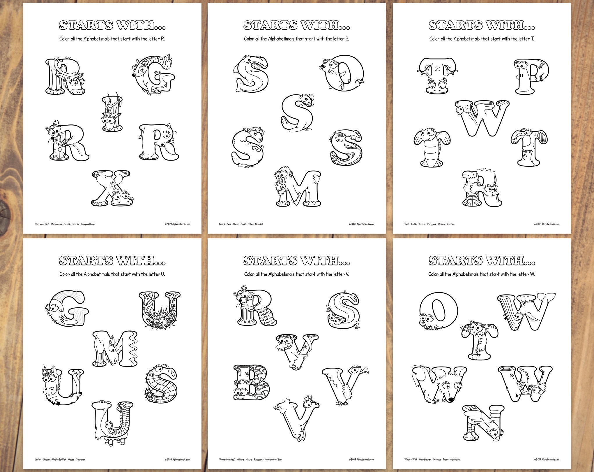 Alphabetimals™ Starting Letter Sounds 26 Printable Animal ABC ...