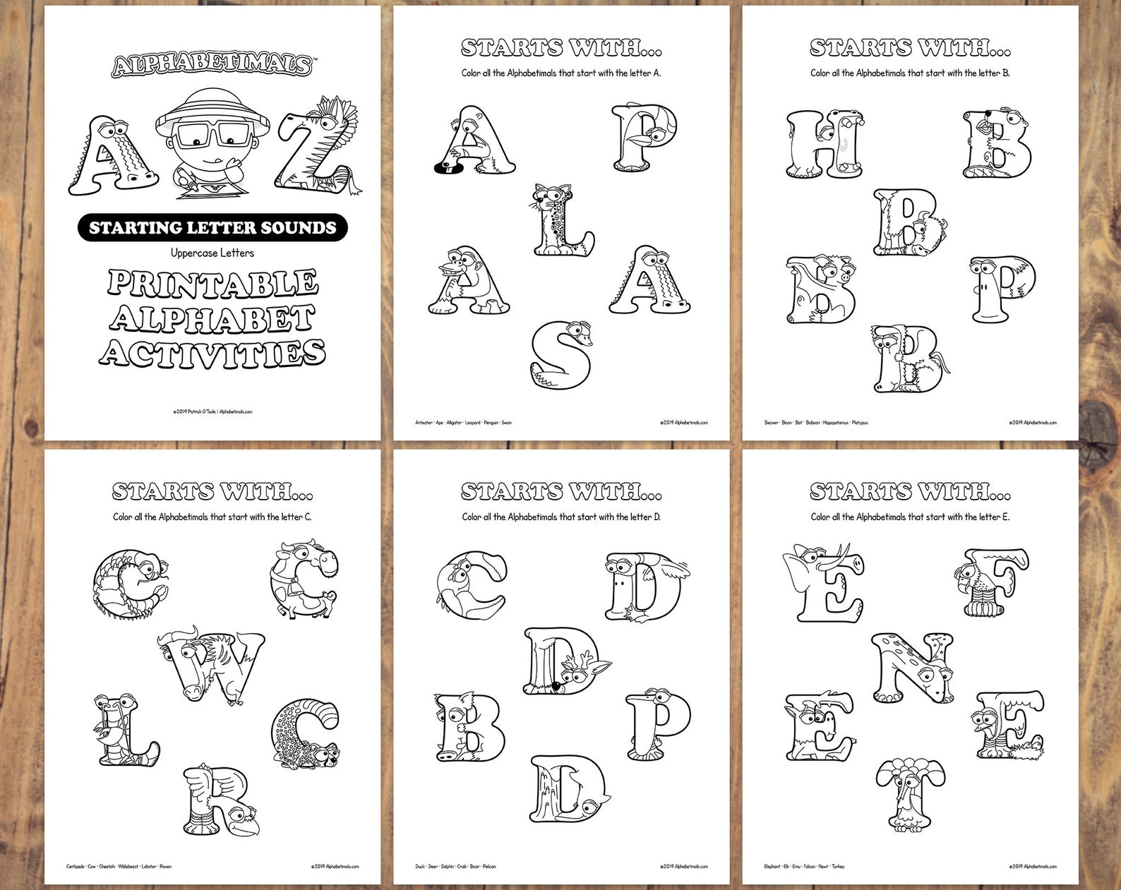 Alphabetimals™ Starting Letter Sounds – 26 Printable Animal ABC ...