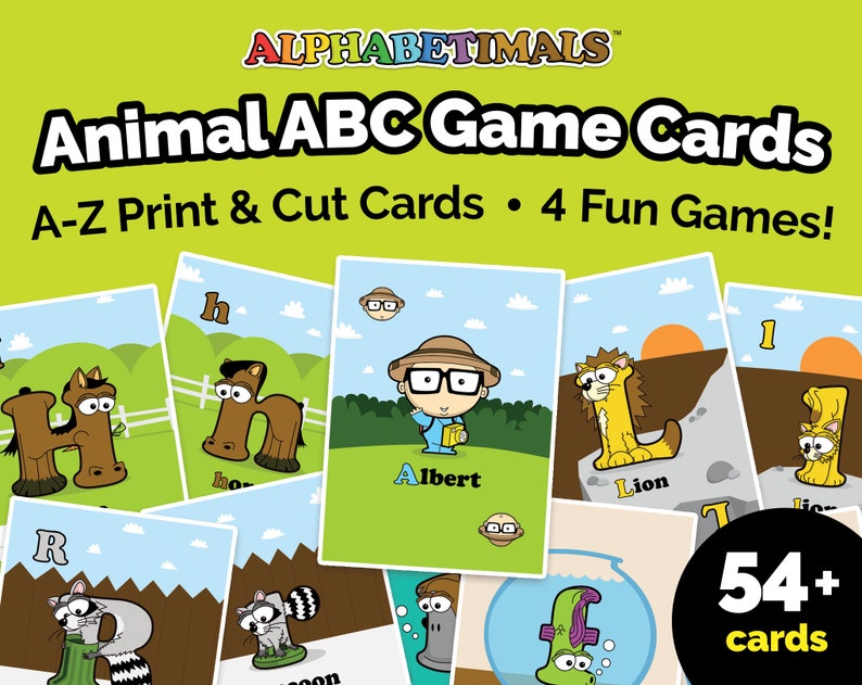 Alphabetimals™ Animal ABC Game Cards - A-Z Print & Cut Cards ...