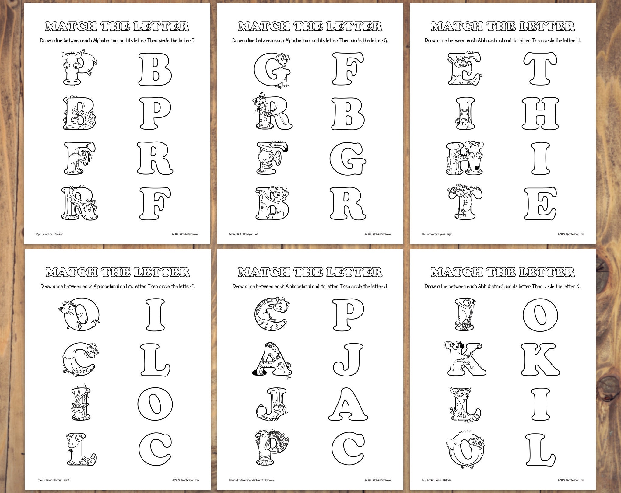 Alphabetimals™ Letter Shape Matching – 26 Printable Animal ABC ...