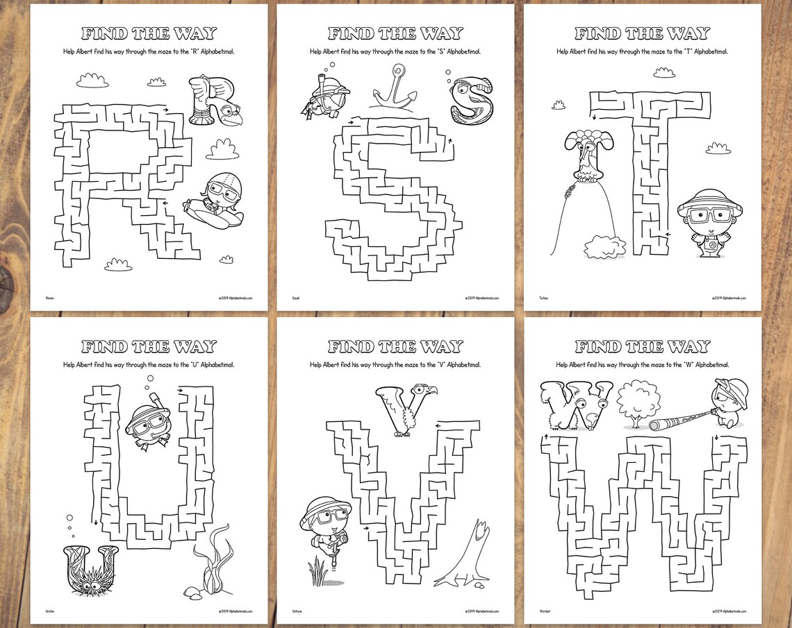 Alphabetimals™ Letter-shaped Mazes 26 Printable Animal ABC Activities ...