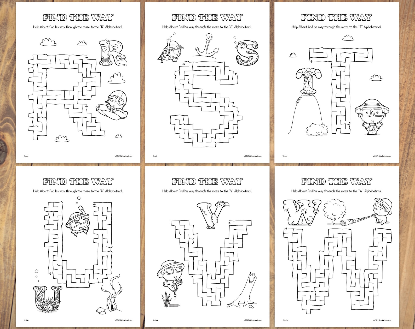 Alphabetimals™ Letter-shaped Mazes – 26 Printable Animal ABC Activities ...