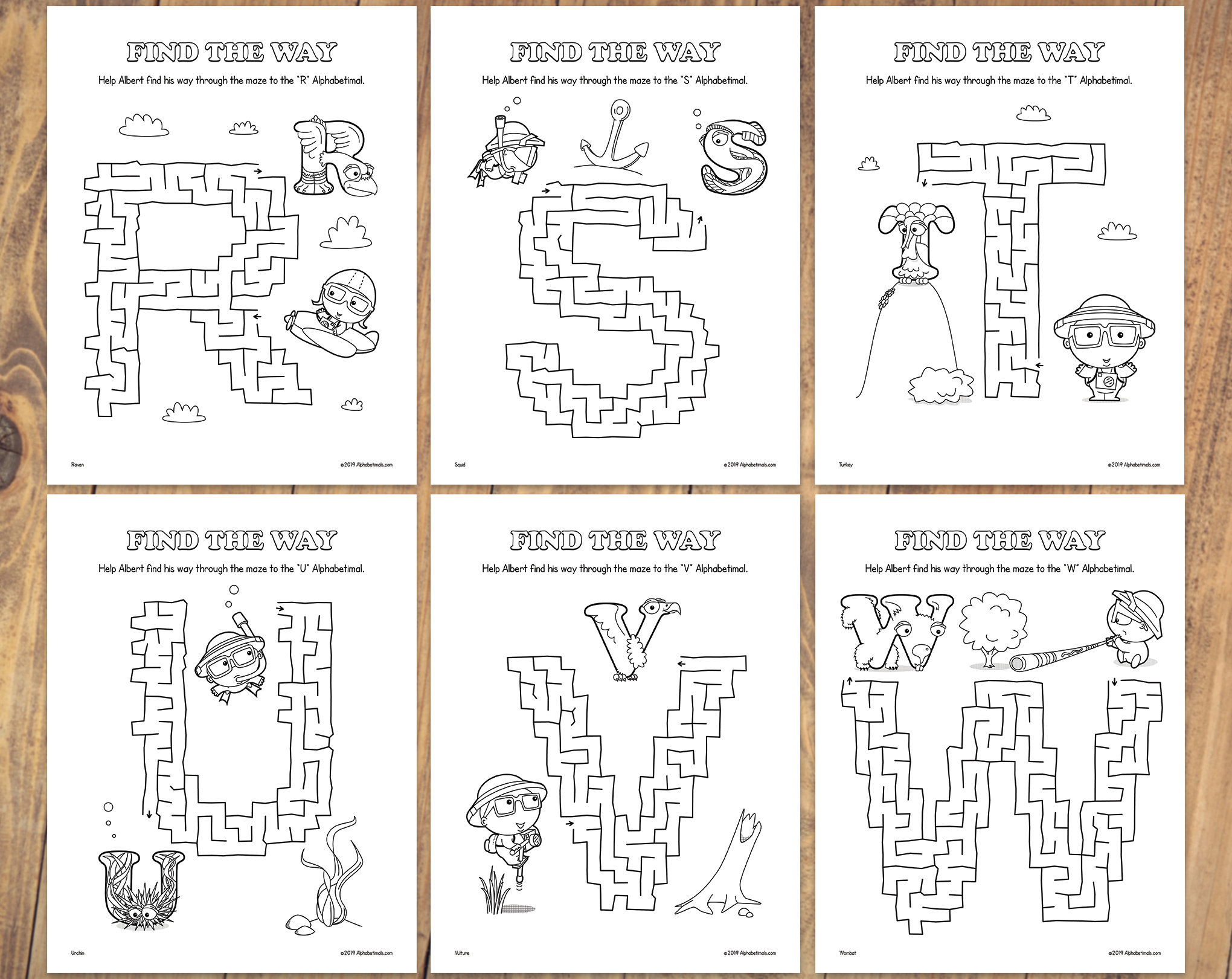 Alphabetimals™ Letter-shaped Mazes – 26 Printable Animal ABC Activities ...