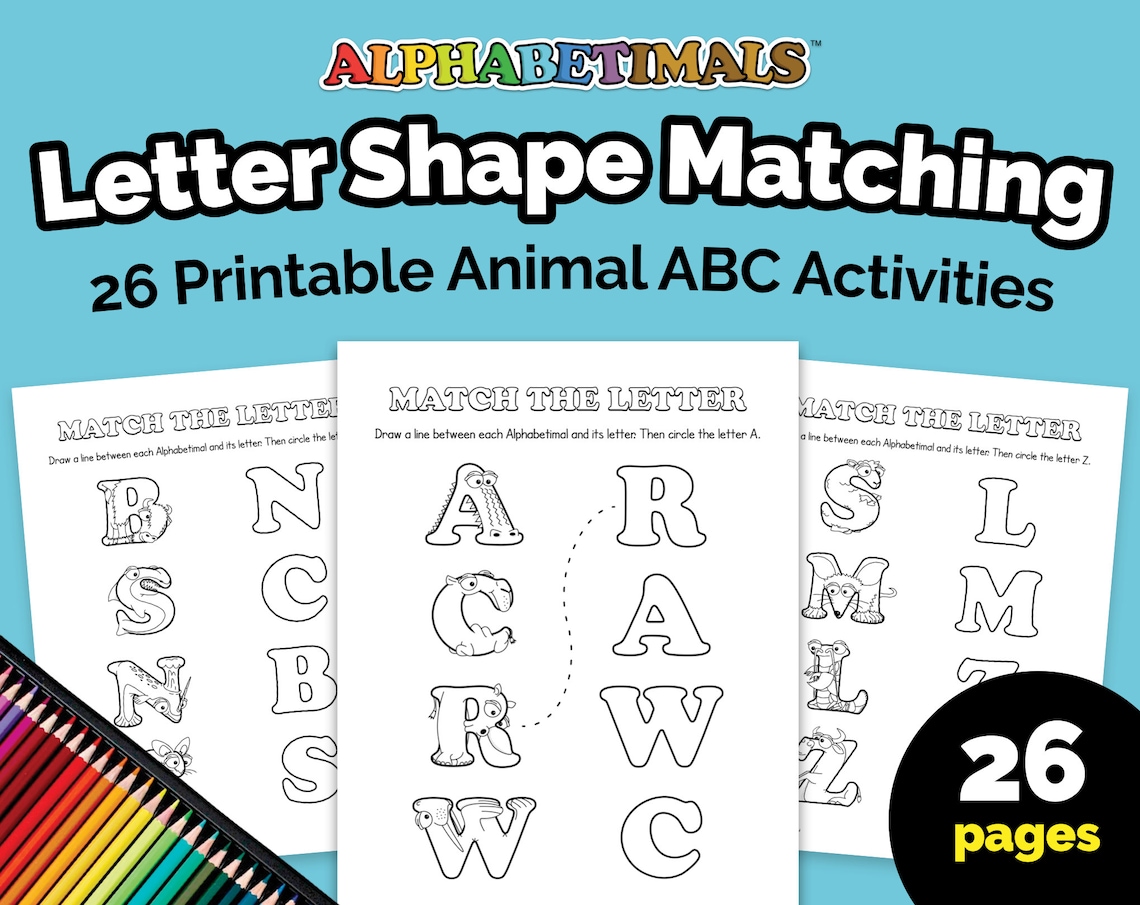 Alphabetimals™ Letter Shape Matching – 26 Printable Animal ABC ...