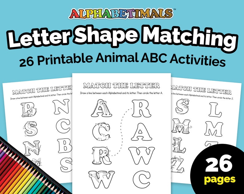 Alphabetimals Letter Matching – 26 Animal ABC Coloring Pages (printable ...