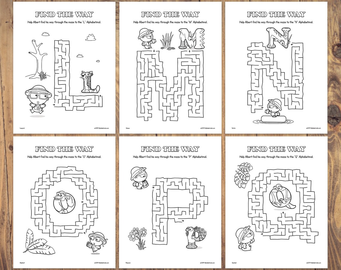Alphabetimals™ Letter-shaped Mazes 26 Printable Animal ABC Activities ...