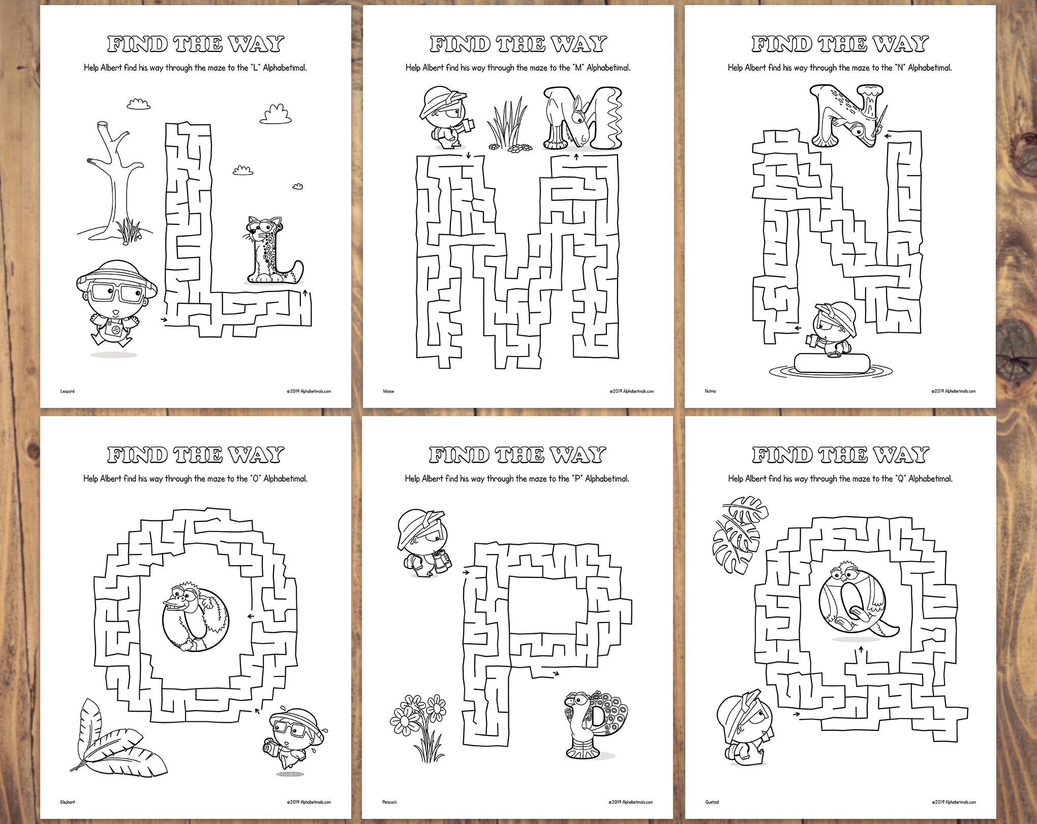 Alphabetimals™ Letter-shaped Mazes – 26 Printable Animal ABC Activities ...