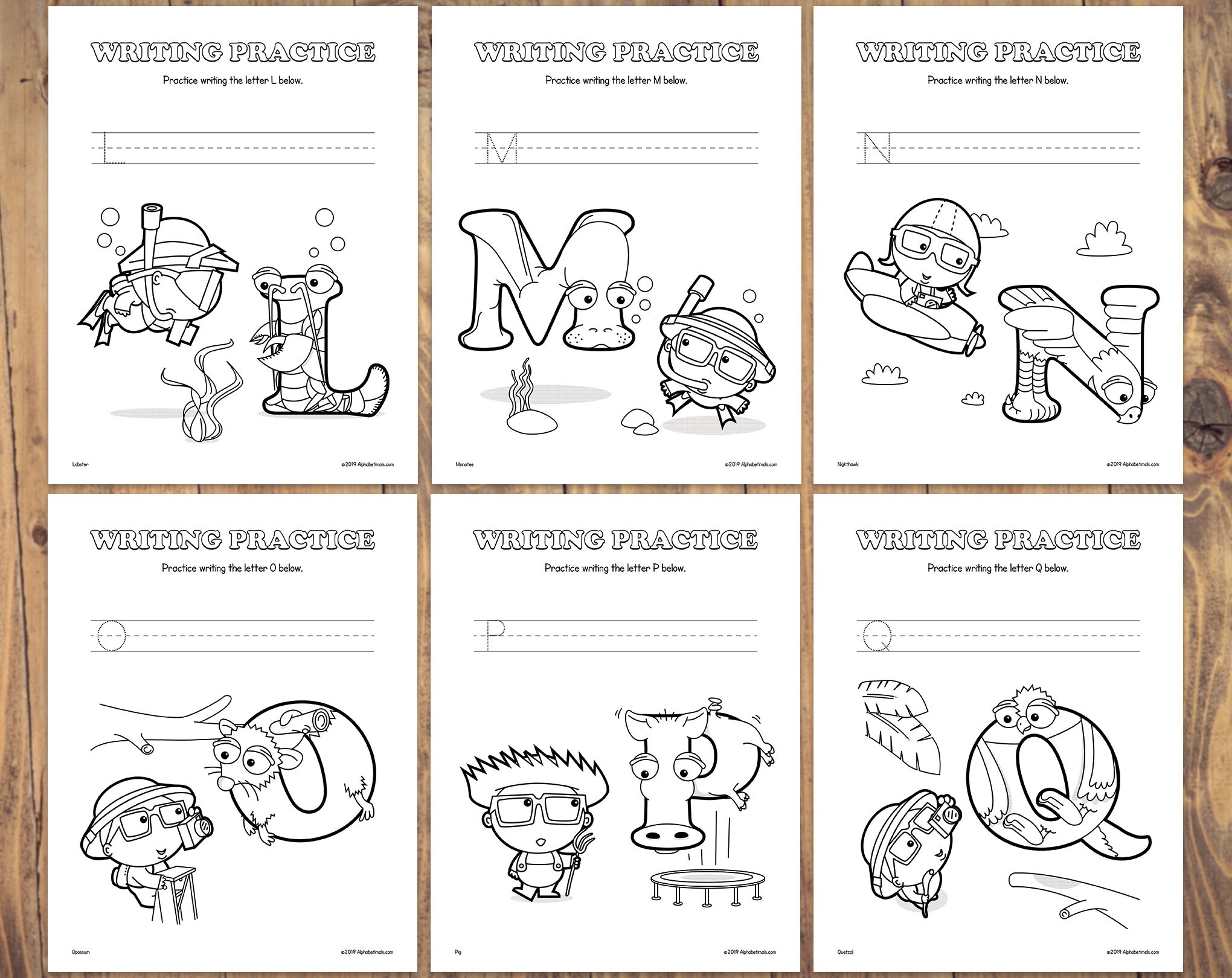 Alphabetimals™ Letter Tracing & Coloring – 26 Printable Animal ABC ...