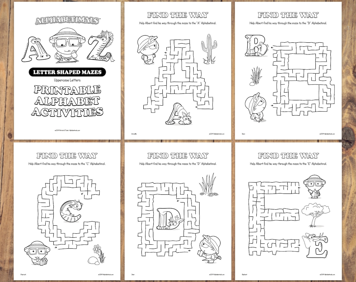 Alphabetimals™ Letter-shaped Mazes 26 Printable Animal ABC Activities ...