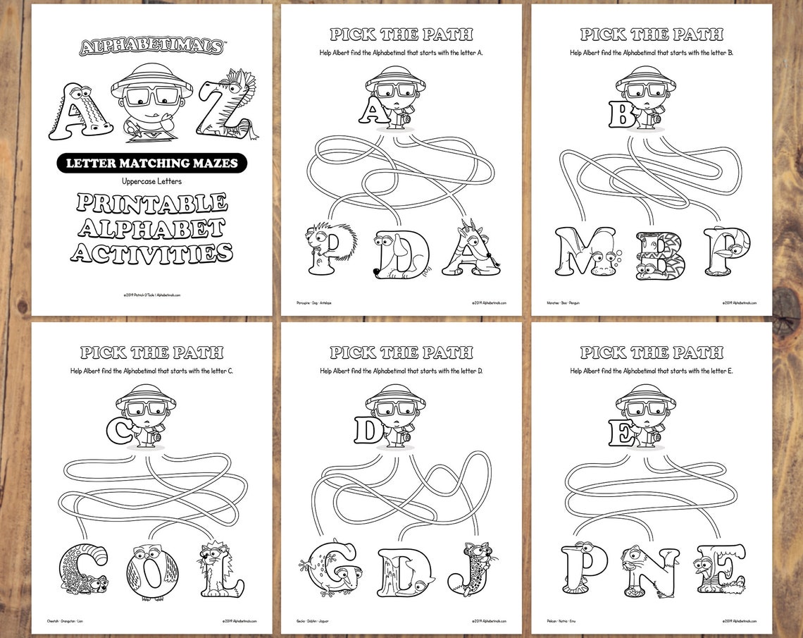 Alphabetimals™ Letter Matching Mazes 26 Printable Animal ABC Activities ...