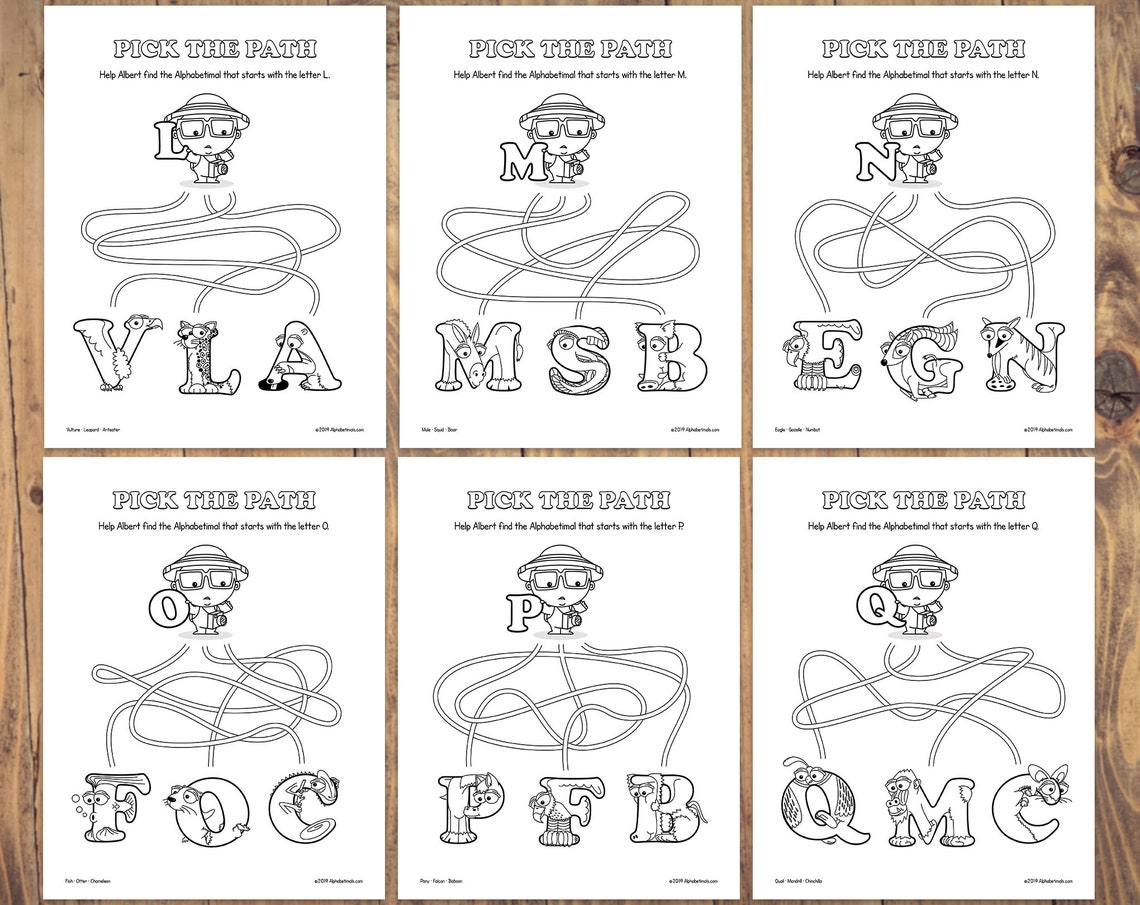 Alphabetimals™ Letter Matching Mazes 26 Printable Animal ABC Activities ...