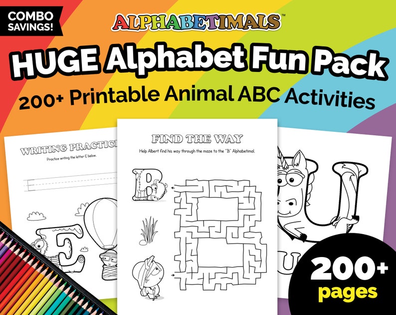 Alphabetimals™ HUGE Alphabet Fun Pack 200 Printable Animal ABC ...