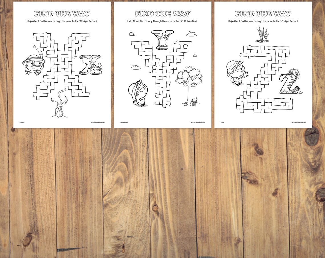 Alphabetimals™ Letter-shaped Mazes 26 Printable Animal ABC Activities ...