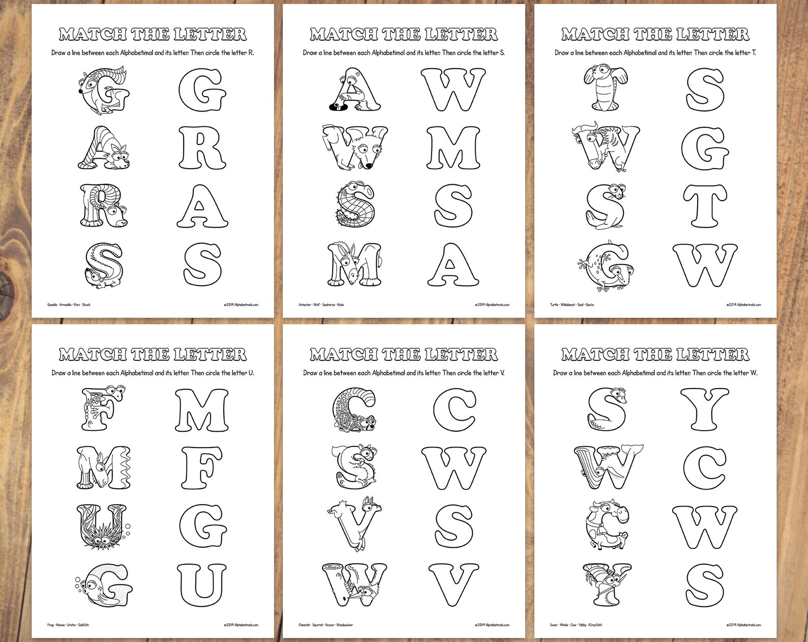 Alphabetimals™ Letter Shape Matching – 26 Printable Animal ABC ...