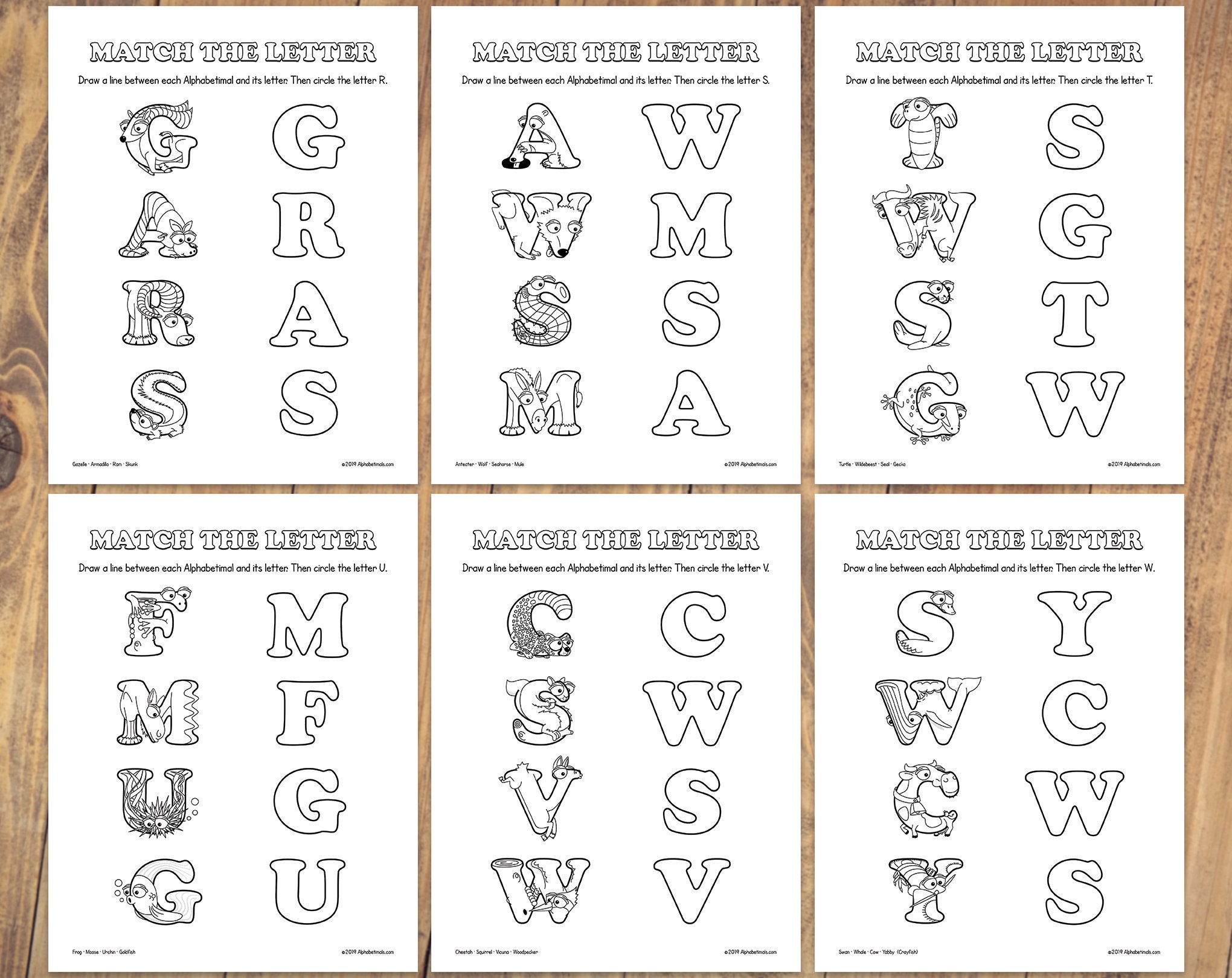 Alphabetimals™ Letter Shape Matching – 26 Printable Animal ABC ...