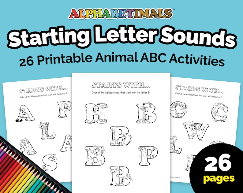 Alphabetimals™ Starting Letter Sounds – 26 Printable Animal ABC ...