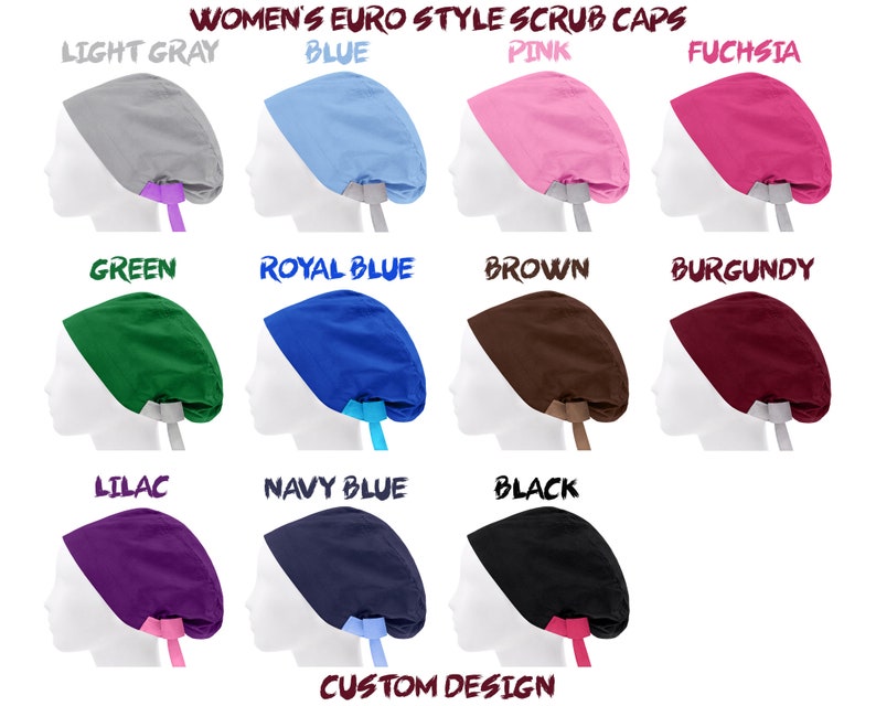 Custom Surgical Cap Euro Scrub Caps Ponytail Scrub Hats | Etsy