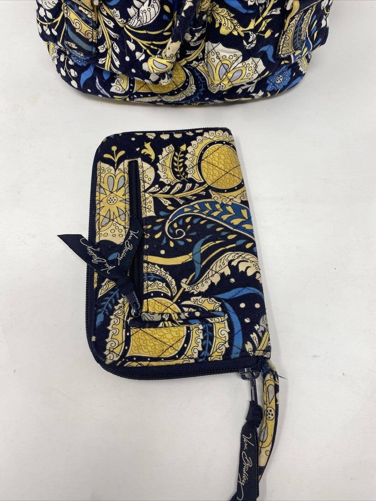 Vera Bradley "ellie Blue" Quick Draw Drawstring Tote Crossbody Bag and ...
