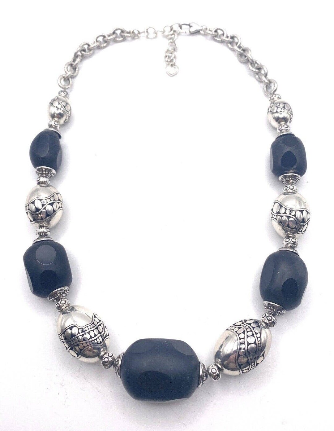Brighton Necklace Kismet Black Onyx Chunky Silver Metal and Stone Beads ...