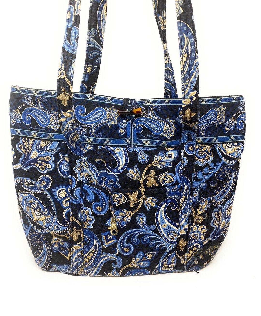 Vera Bradley Windsor Navy Iconic Large Vera Tote Purse Shoulder Bag ...