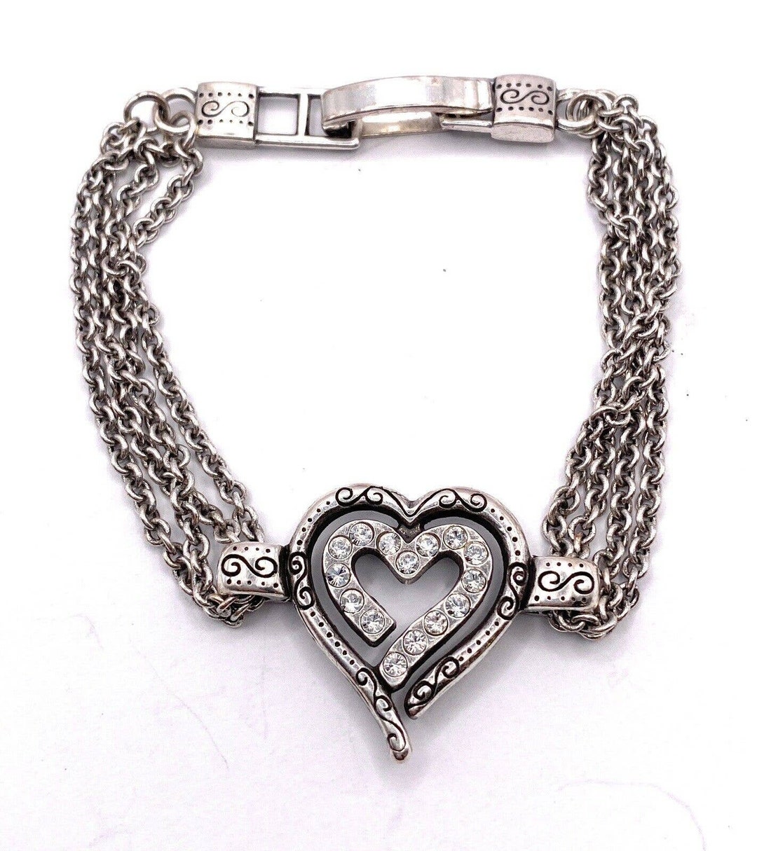 Silver Plate Brighton love Struck Crystal Bracelet Heart Charm ...