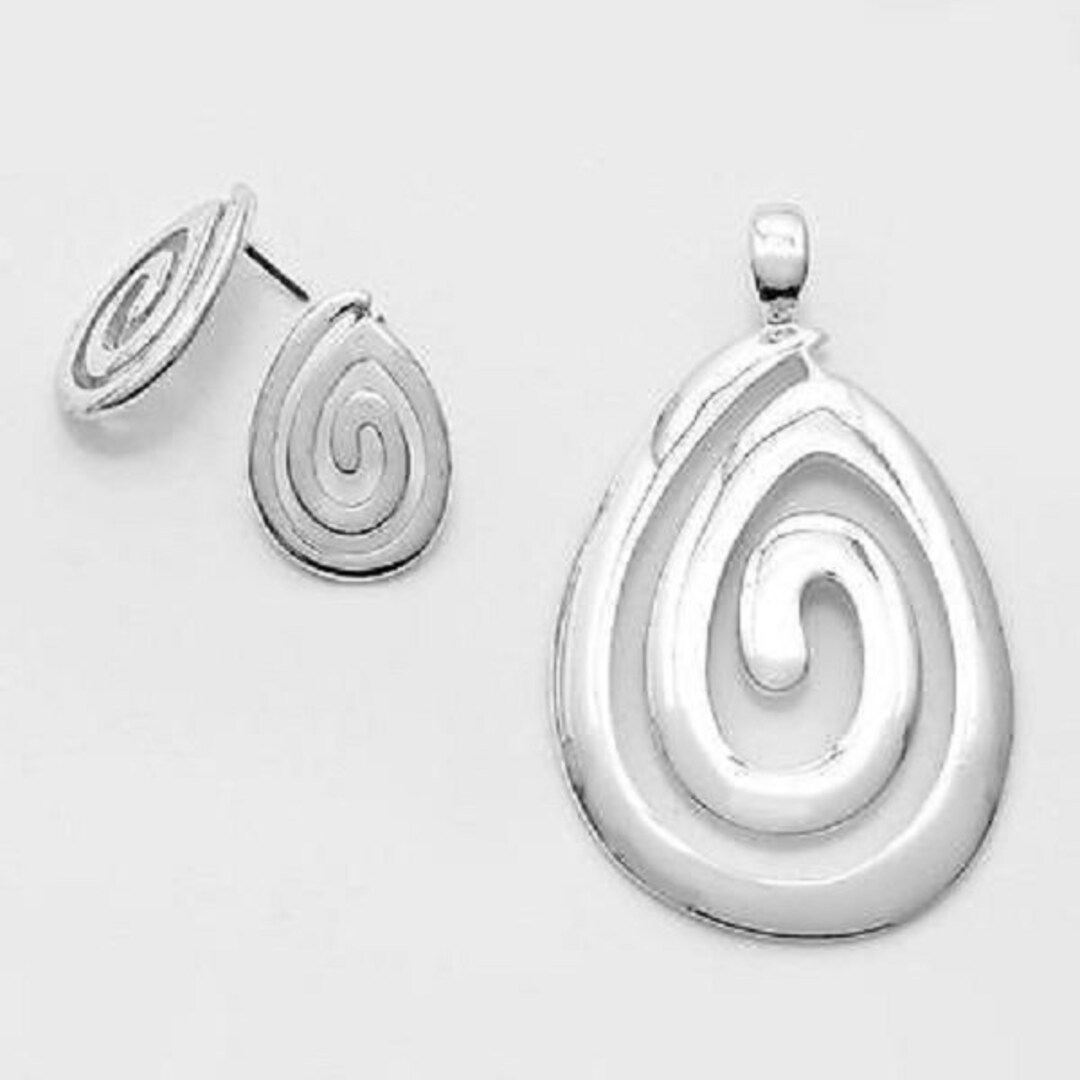 SILVER Vertigo Teardrop Design Pendant Earring SET BRIGHTON Inspired - Etsy